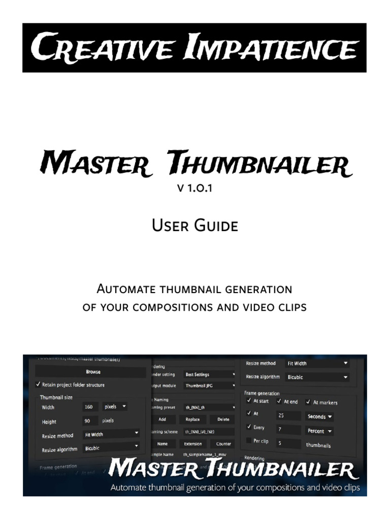 Master Thumbnailer User Guide | PDF