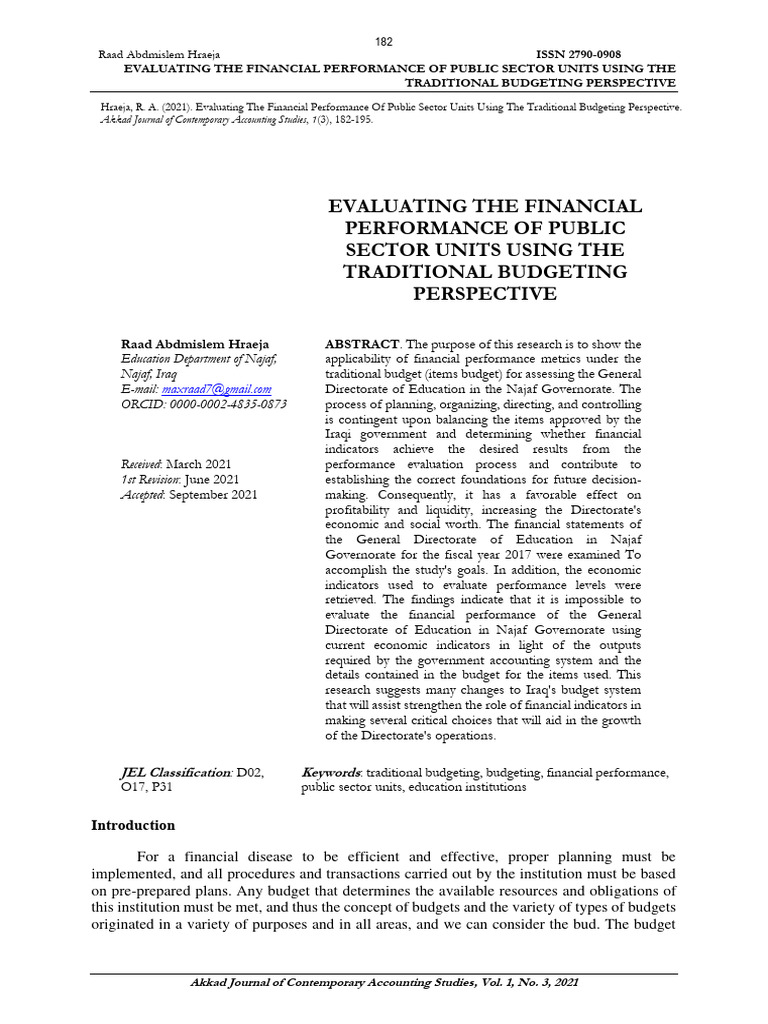 Evaluating Financial+Performance+Using Traditiona Budgeting | PDF