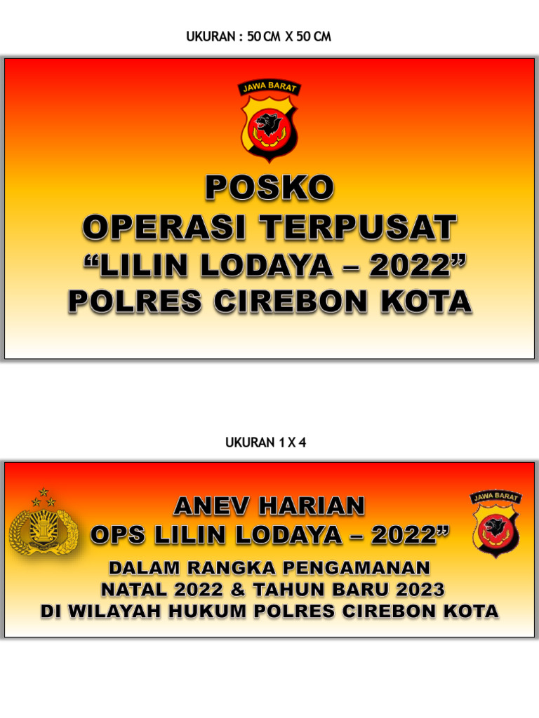 Spanduk Posko Utama & Anev Ops Lilin Ldy 2022 | PDF