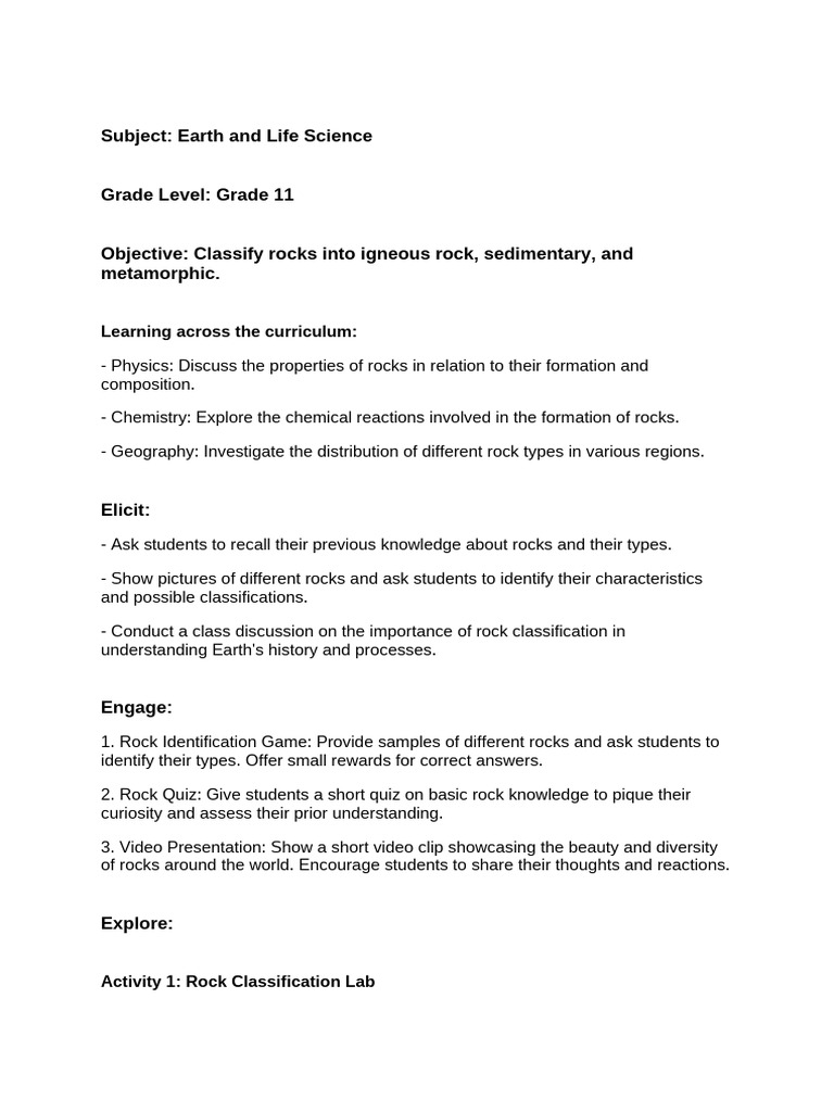 Lesson Plan | PDF | Rock (Geology) | Igneous Rock
