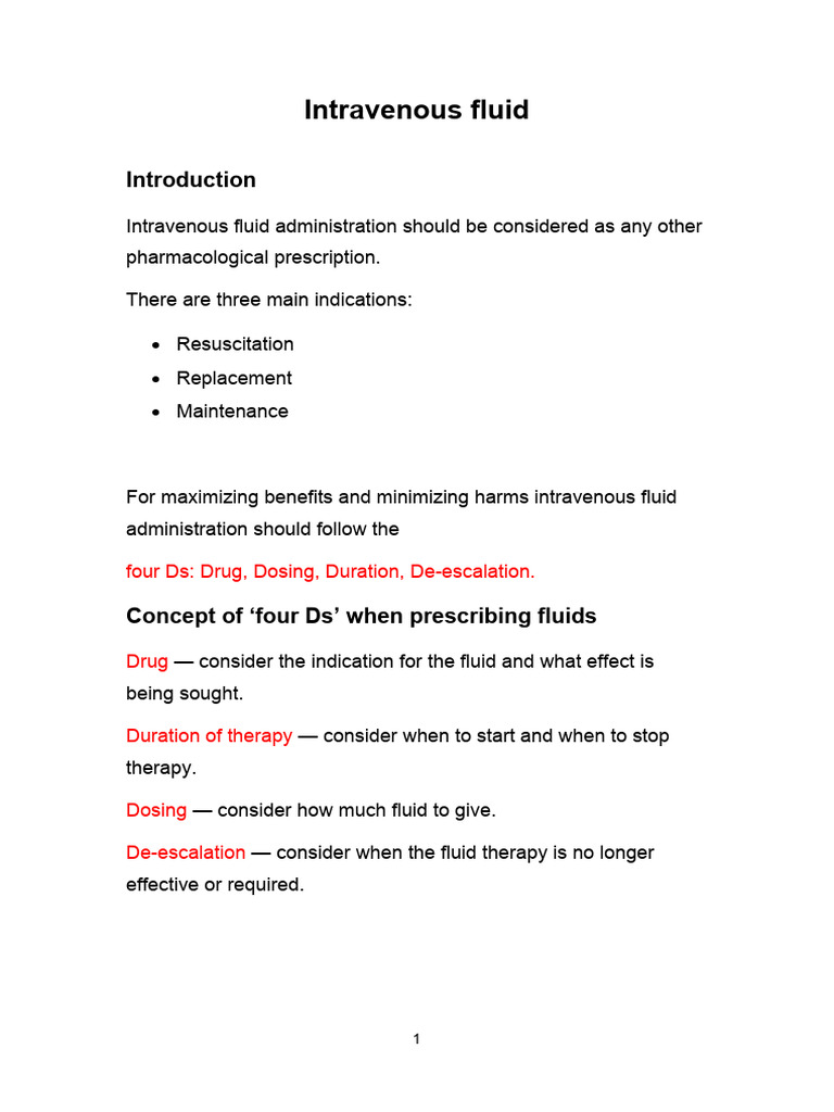 Intravenous Fluid (6th. 7th. Weeks) | PDF | Saline (Medicine ...