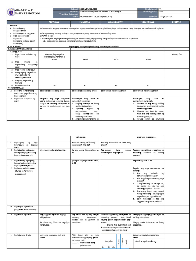 DLL - Esp 6 - Q1 - W7 | PDF