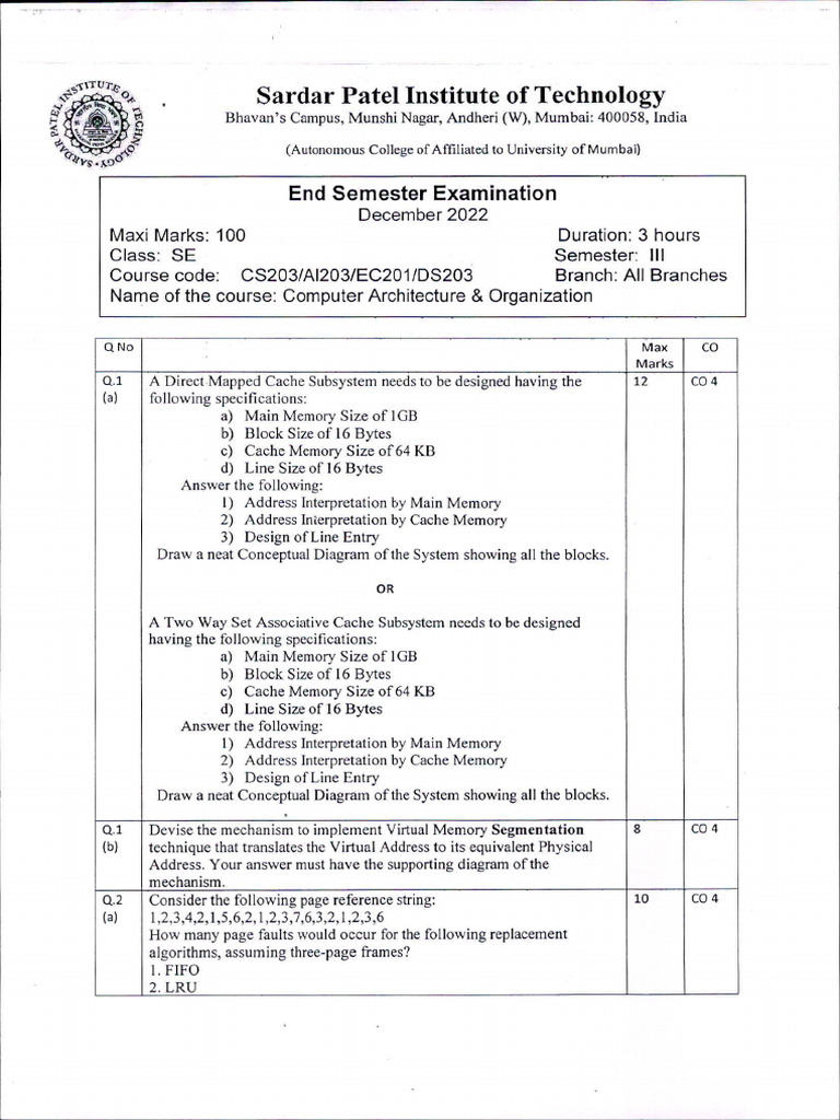Coa Ese Q (2022) | PDF | Cpu Cache | Central Processing Unit
