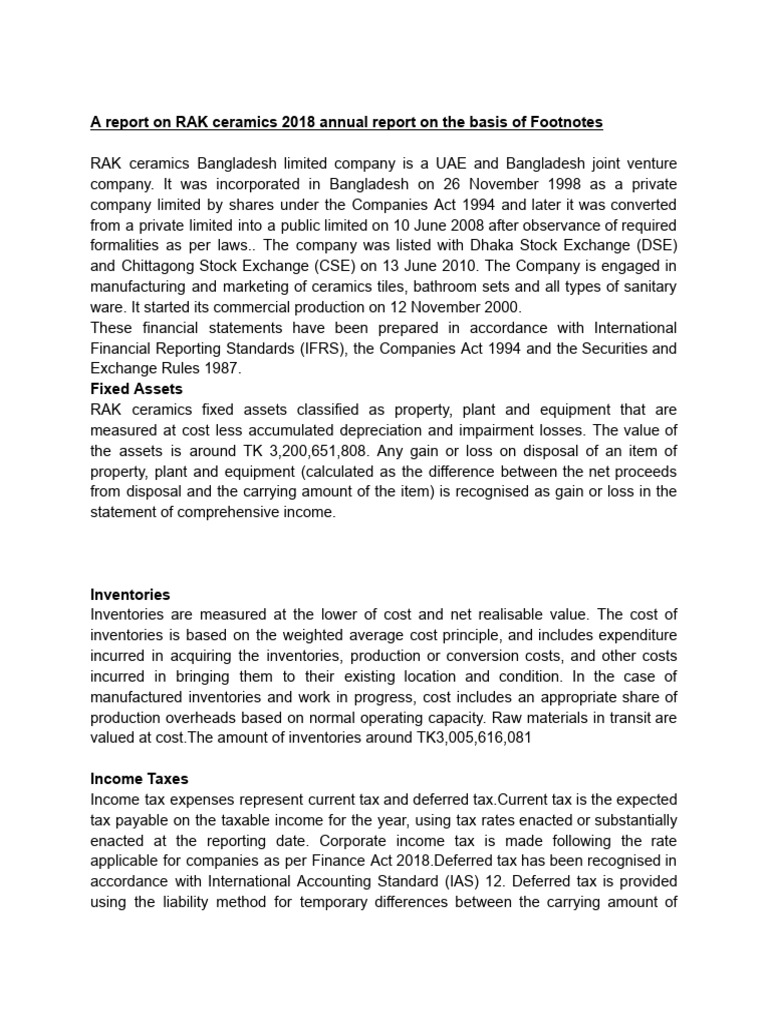 A Short Report On Rak Ceramics | PDF
