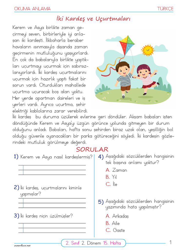 Sinif Haftalik Odev 2. Donem 15. Hafta | PDF