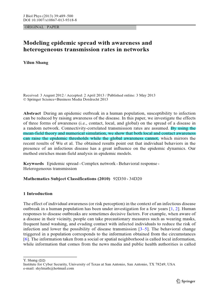Binomial Modeling Epidemic Spread With Awareness And Heterogeneous Transmission Rates In