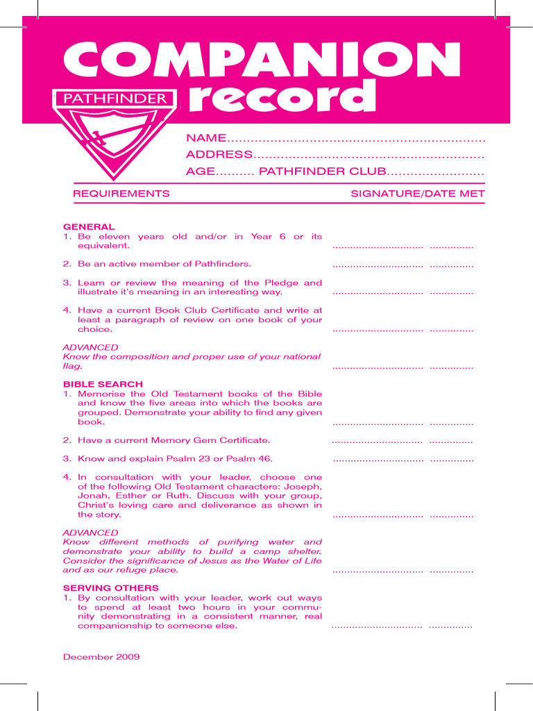 Companion Record Pdf