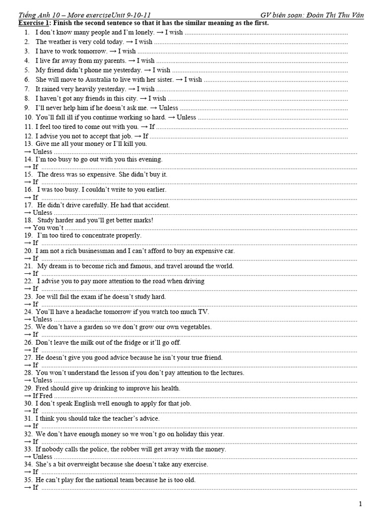 More Exercise Unit 9-10-11 | PDF