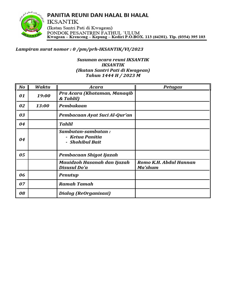 Rincian & Susunan Acara | PDF
