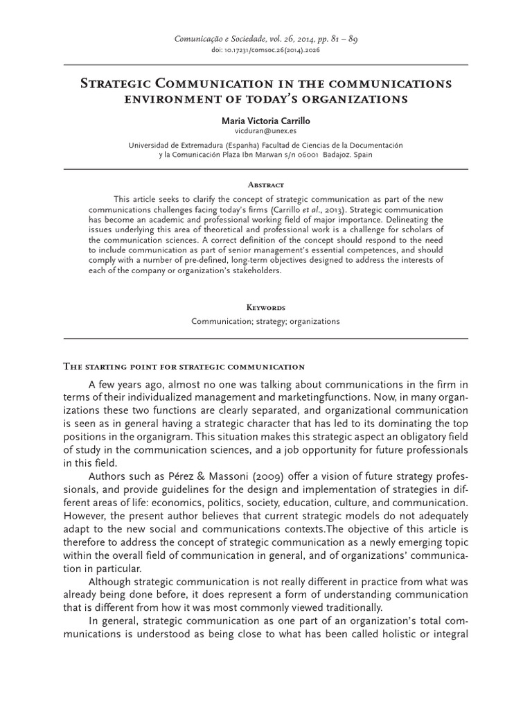 Strategic Communication in The Communica | PDF | Career & Growth
