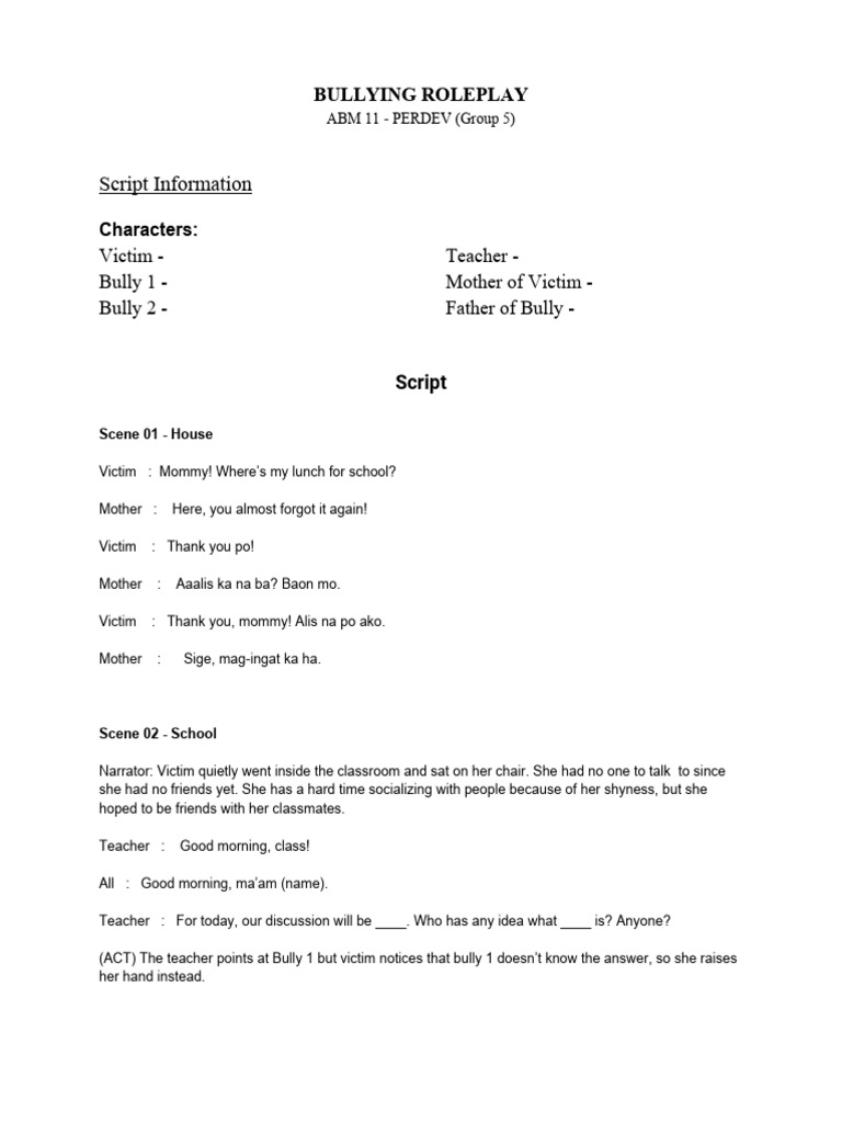 Bullying in School Roleplay | PDF