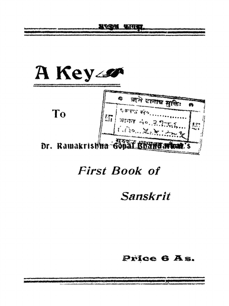 Key To First Book of Sanskrit - Bhandarkar | PDF