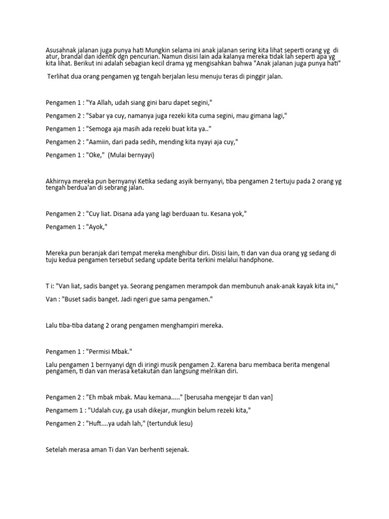 Naskah Bindo Pengamen | PDF