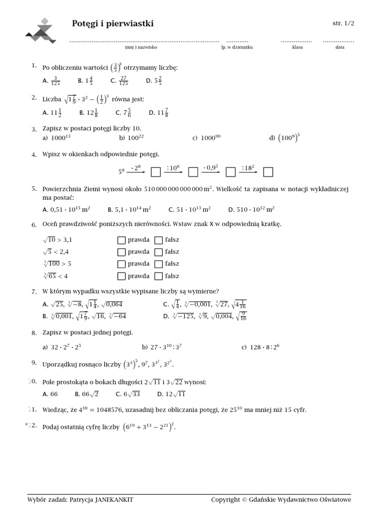 Potegi I Pierwiastki | PDF