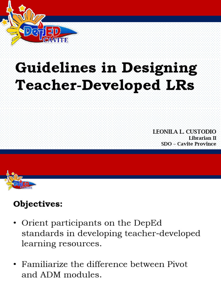 Guidelines For Designing Teacher Developed LRs ASHI | PDF | Learning | Disability