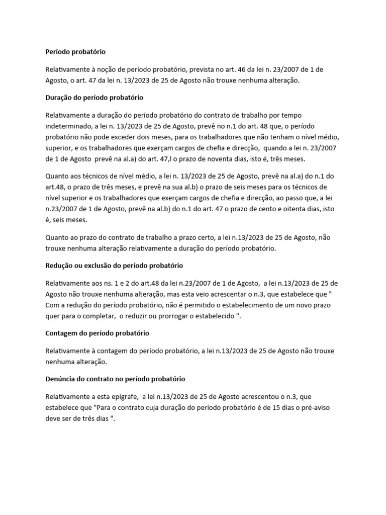 Período probatório | PDF