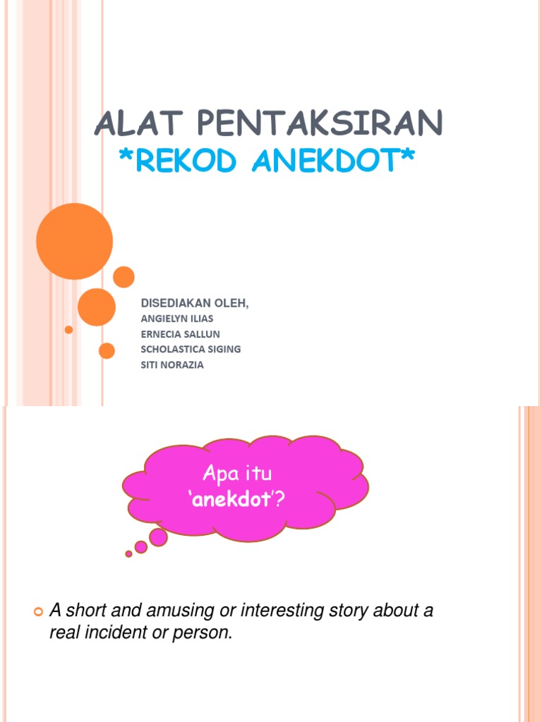Alat Pentaksiran - Rekod Anekdot | PDF | Kajian Bahasa Asing | Fiksi Umum