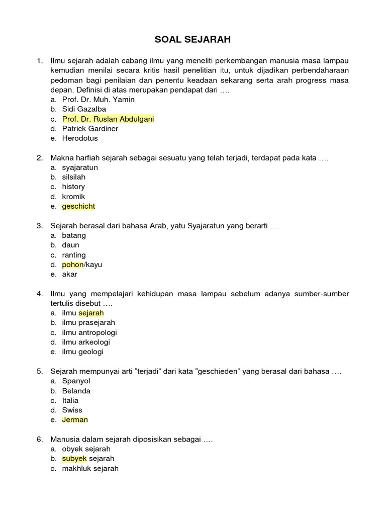Latihan Soal Sejarah | PDF