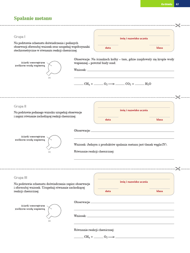 Kartkowka 10 Spalanie Metanu | PDF