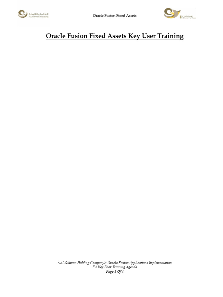 Oracle Fusion Fixed Assets Key User Training Agenda | PDF ...