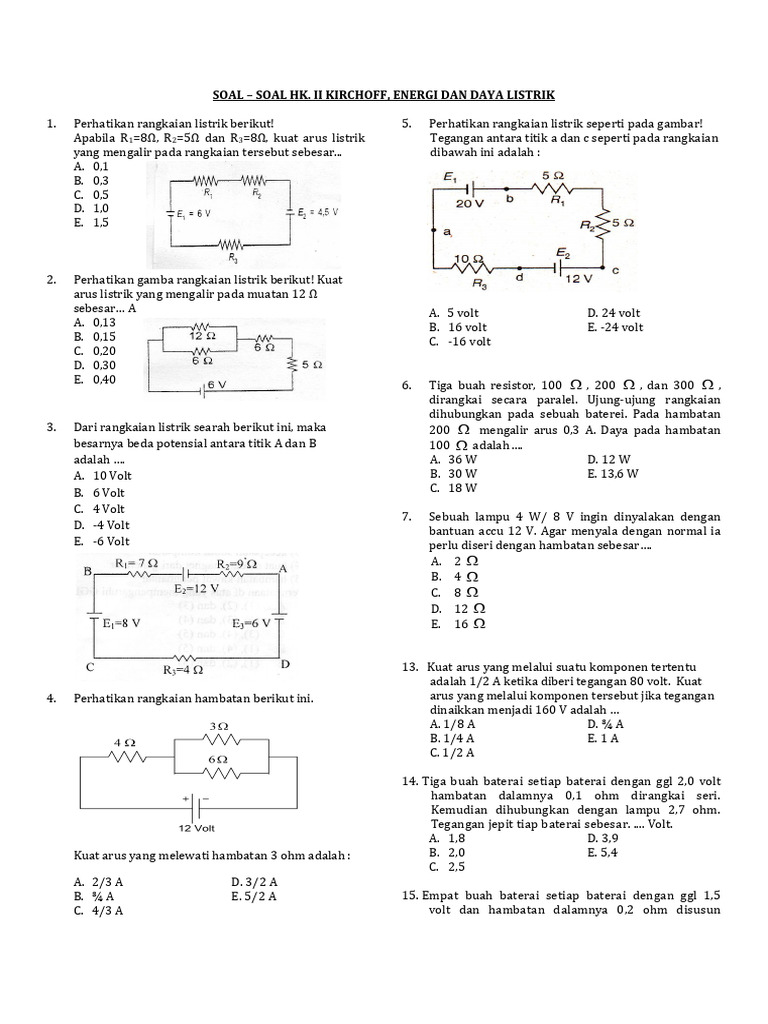 Lat. 3 HK - II Kirchoff, Energi Dan Daya Listrik | PDF
