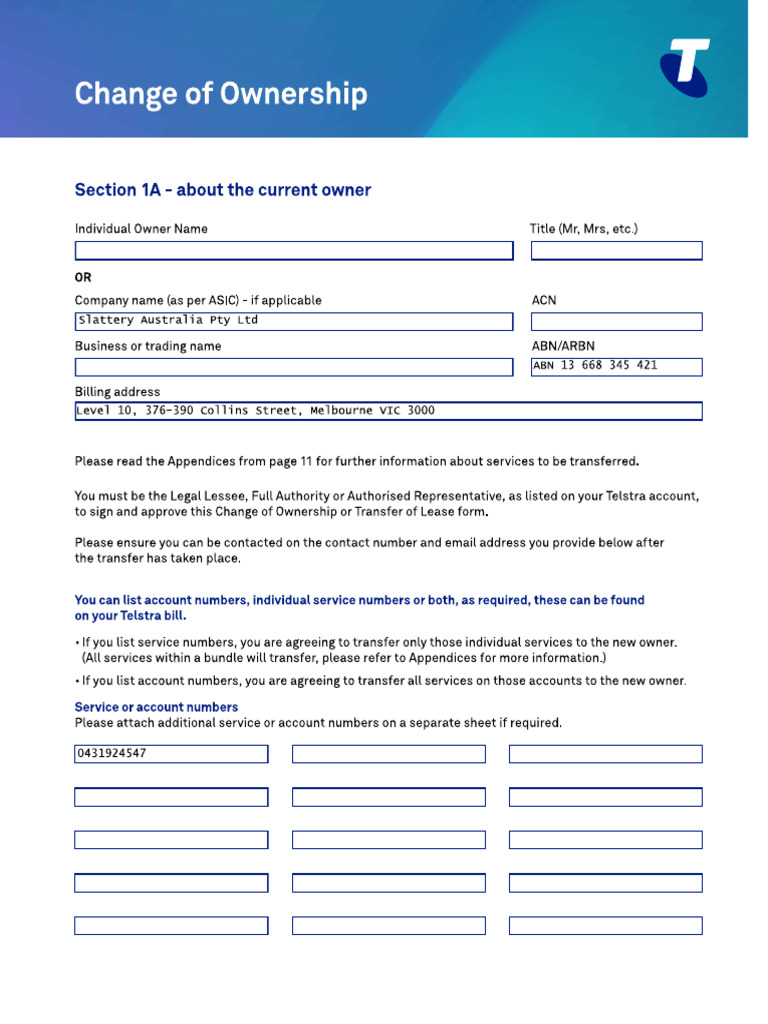 Telstra - Slattery Account - Transfer of Mobile Number To Aditya Hegde ...
