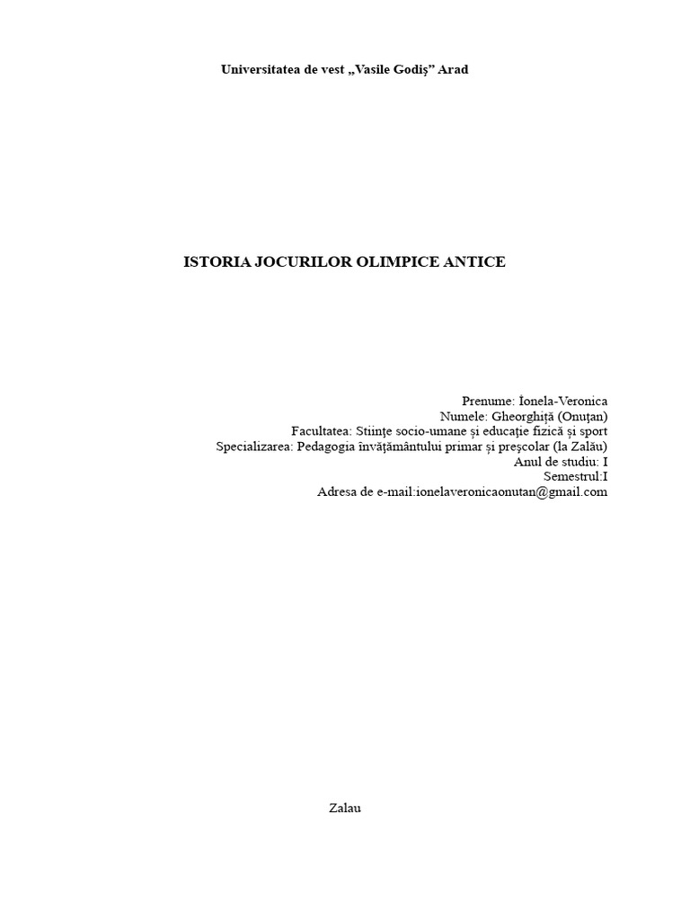 Istoria Jocurilor Olimpice 1 | PDF