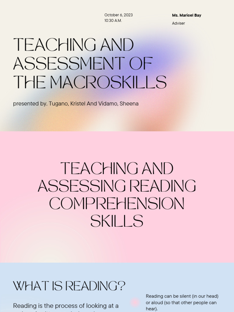 Teaching and Assestment of The Macroskills | PDF | Reading Comprehension | Applied Linguistics