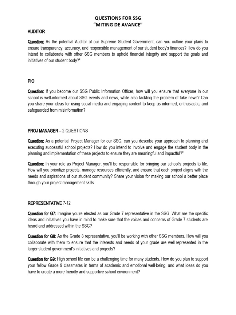 Questions For Miting de Avance | PDF