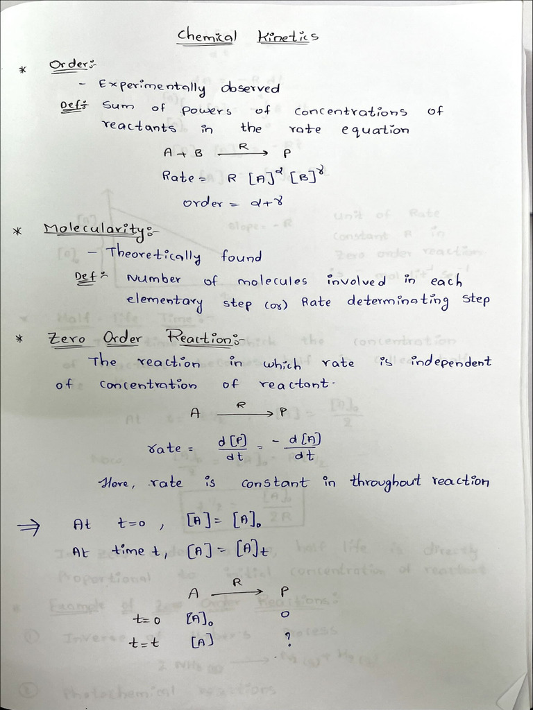 Chemical Kinetics Notes | PDF