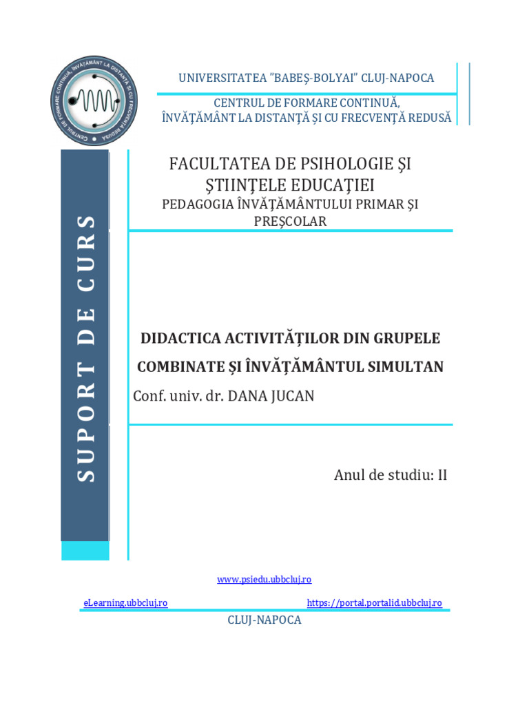 Suport de Curs - Didactica Act Din Grupele Combinate in Inv Simultan Bun | PDF