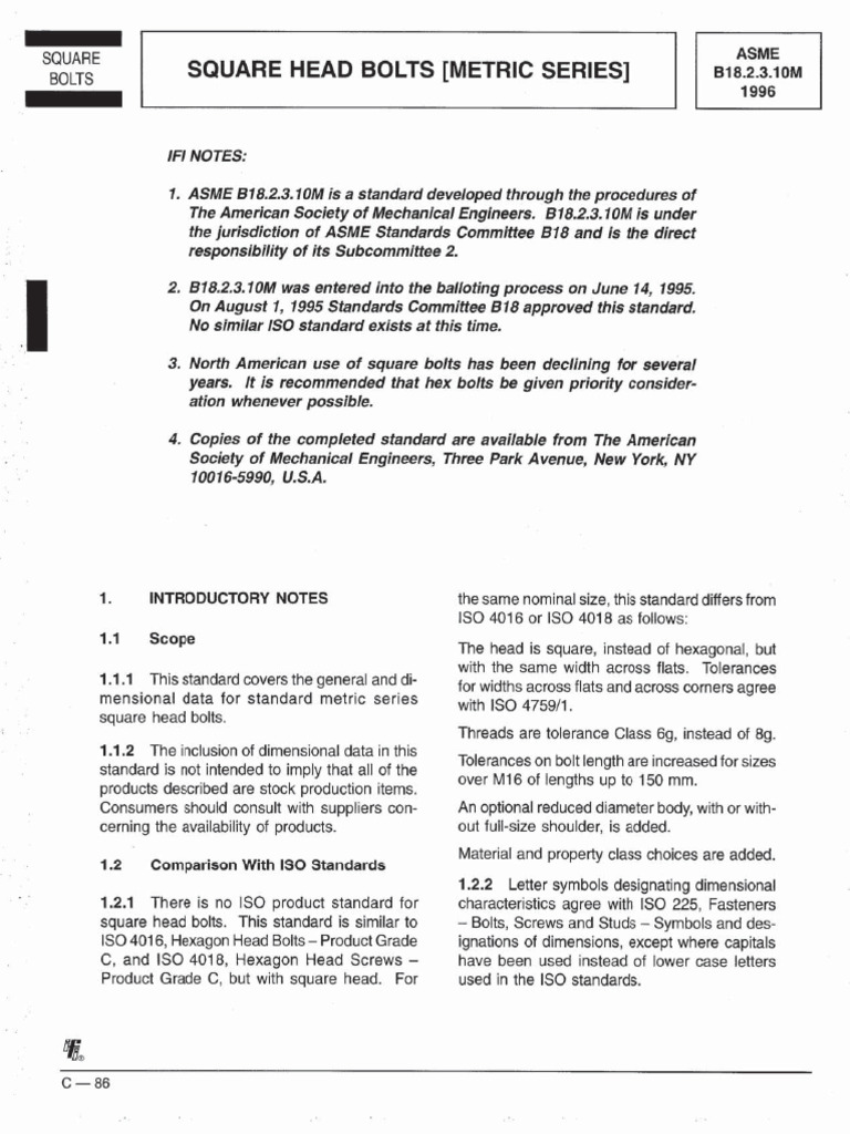 Asme B18.2.3.10M 1996 | PDF