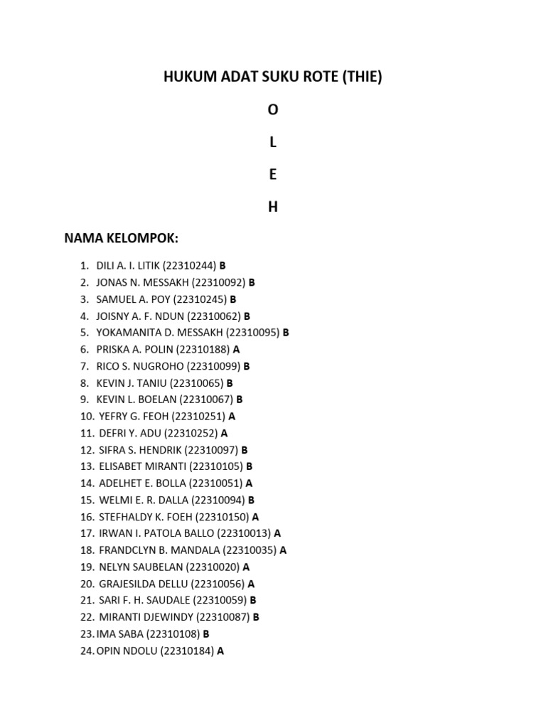 Hukum Adat Suku Rote | PDF