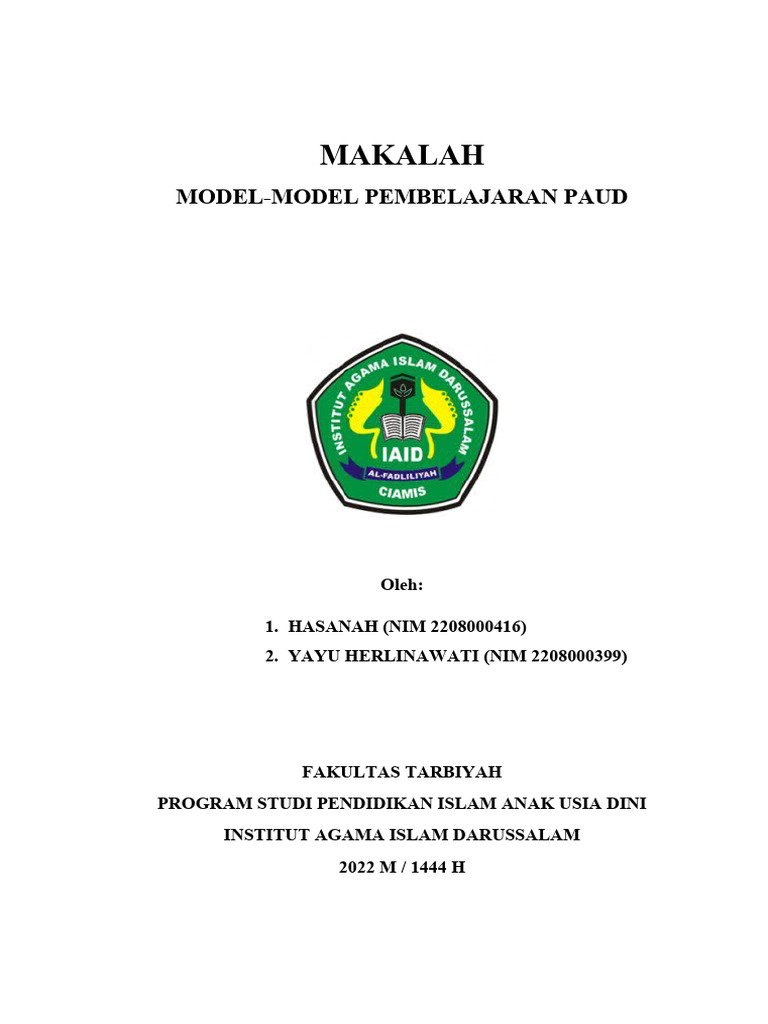 Makalah Model-Model Pembelajaran PAUD | PDF