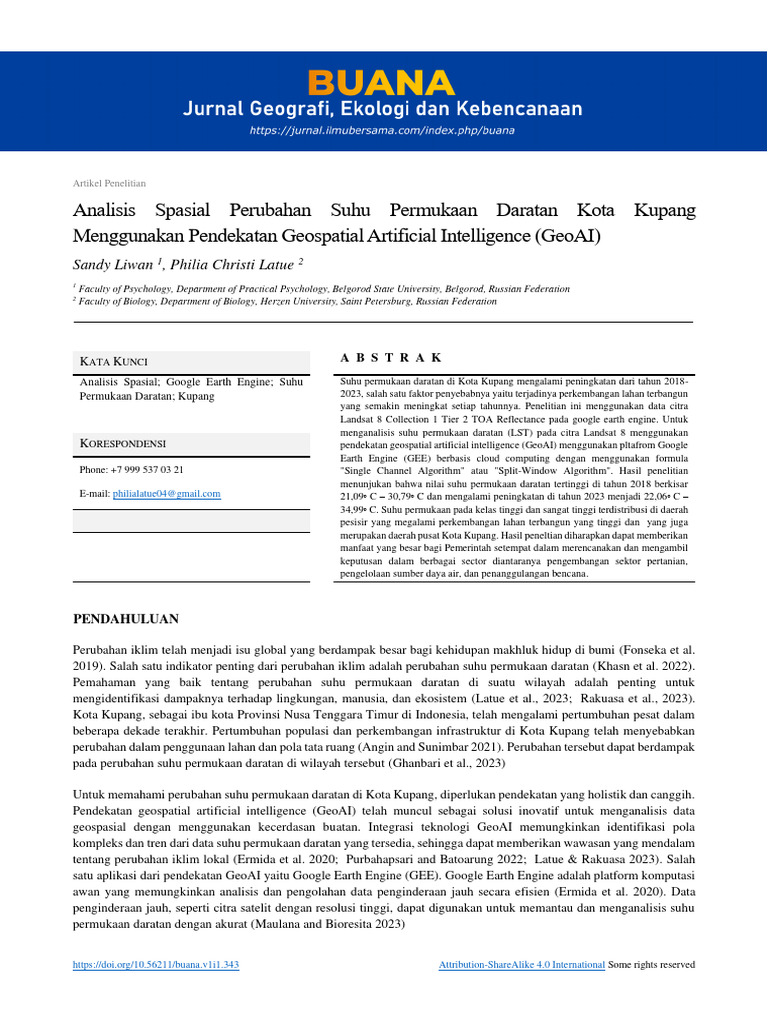 GeoAI Analisis Suhu Kupang 2023 | PDF