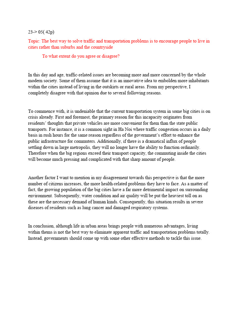 Best Way To Solve Traffic and Transport Problems | PDF