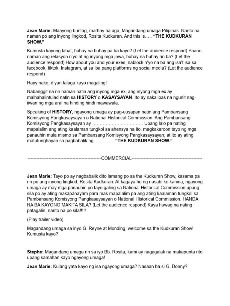 Talk Show Script | PDF