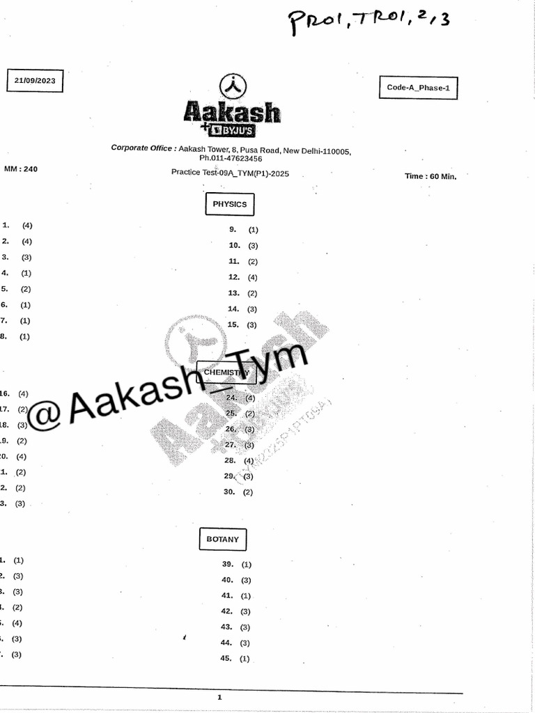 PT 07 Answer Key | PDF