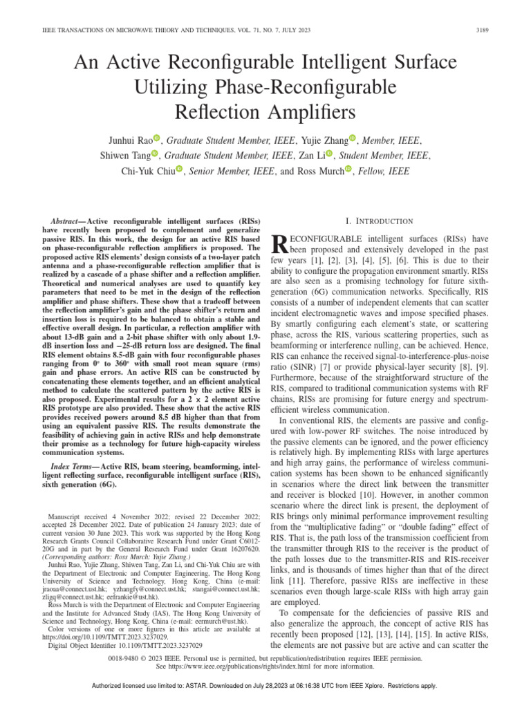 2023-An_Active_Reconfigurable_Intelligent_Surface_Utilizing_Phase ...