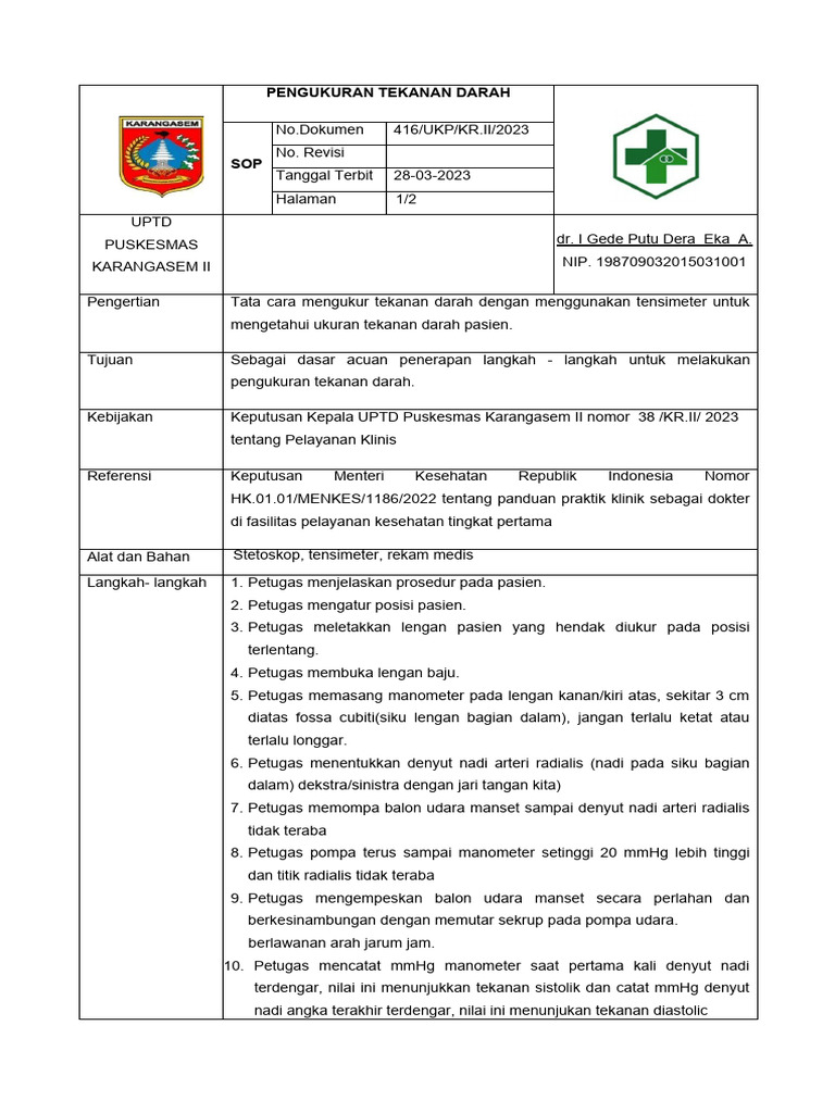 SOP Pengukuran TD | PDF