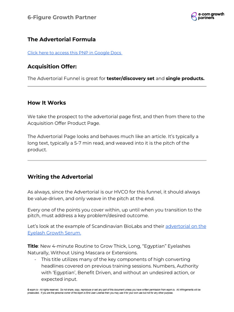 Advertorial Strategy for Eyelash Growth | PDF | Business