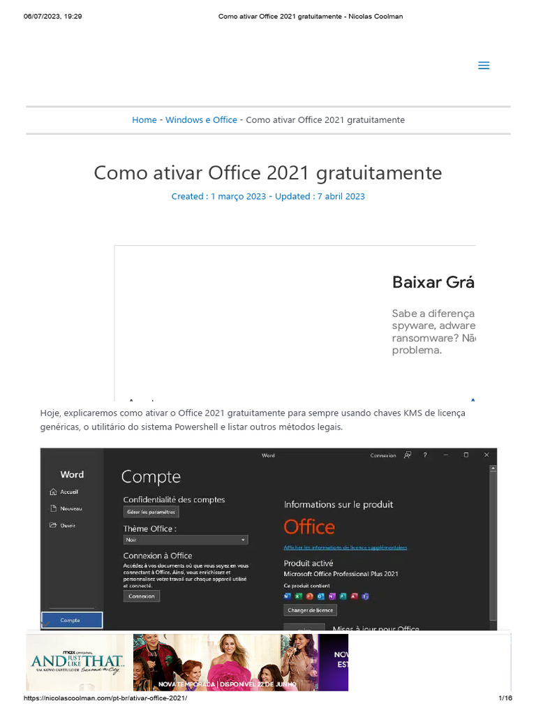 Como Ativar Office 2021 Gratuitamente - Nicolas Coolman | PDF | Microsoft Office | Microsoft