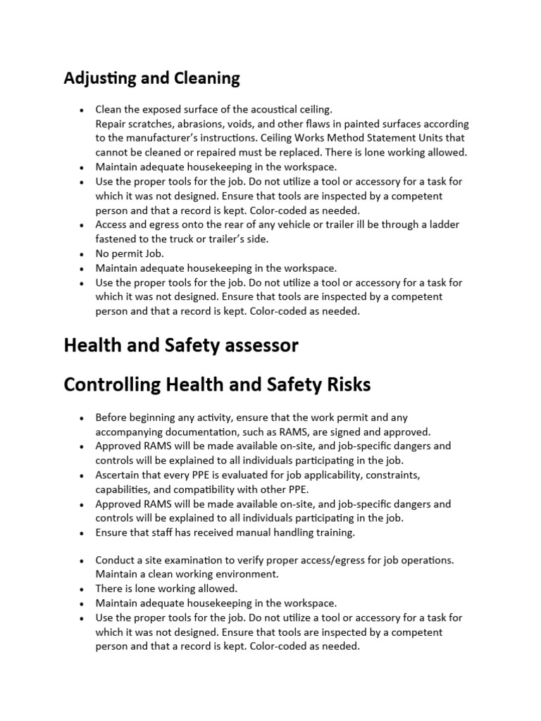 Method Statement For Suspended Ceiling Installation | PDF