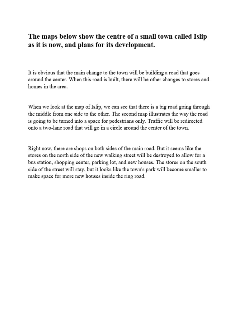 The Maps Below Show The Centre of A Small Town Called Islip As It Is ...