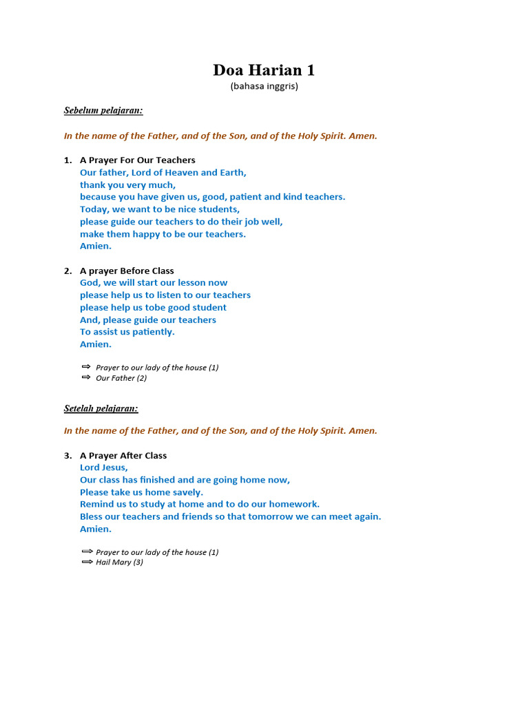 Doa Harian 1 - Bahasa Inggris | PDF | Religion & Spirituality