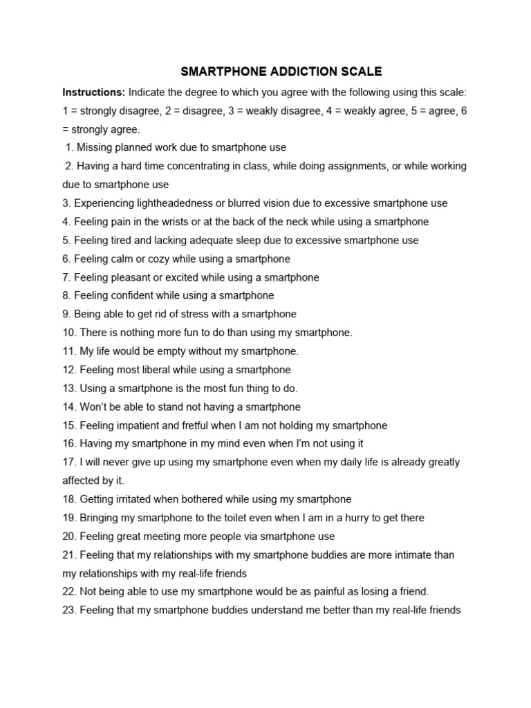 Smartphone Addiction Scale | PDF