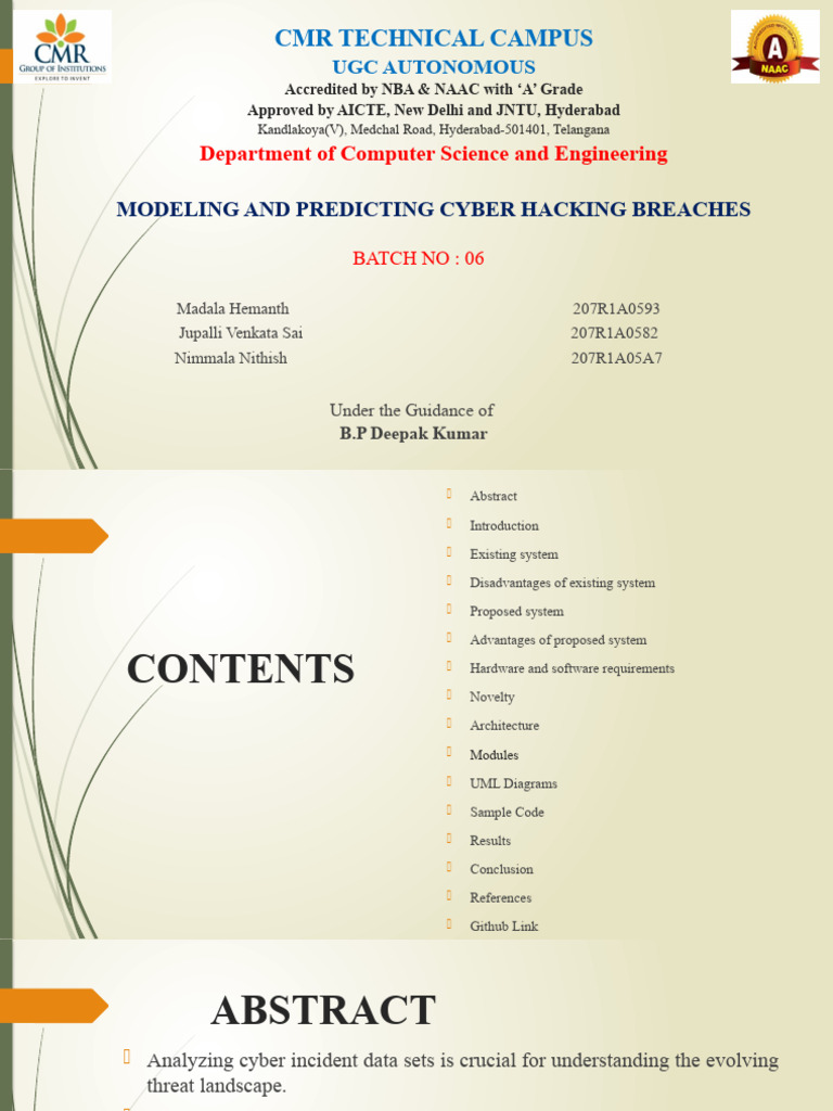 Modeling Prediction of Cyber Hacking Breaches | PDF