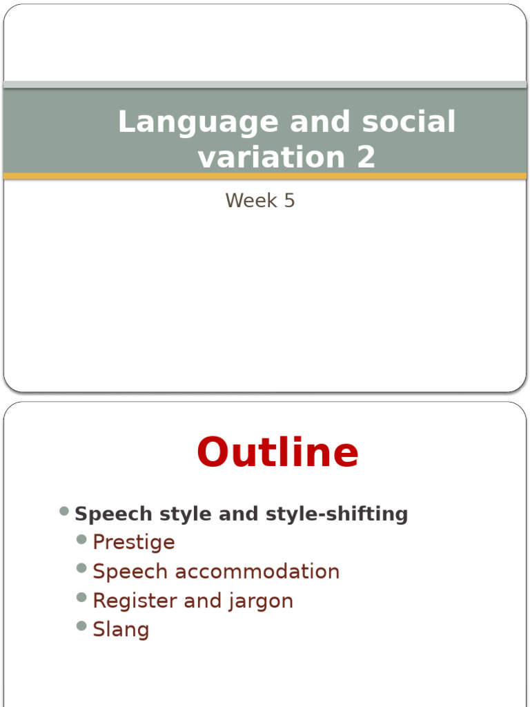 Lecture 5 - Language & Social Variation - Part 2 | PDF