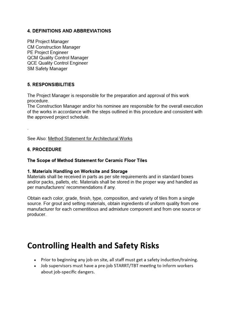 Method Statement For Suspended Ceiling Installation | PDF