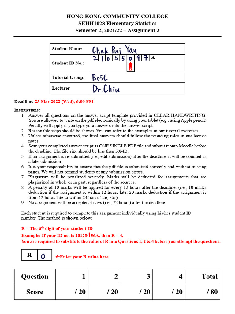 SEHH1028 Assignment 2 (Answer Script) | PDF